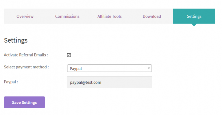 User Settings – WordPress & WooCommerce Affiliate Program